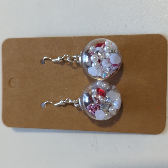 Hand Crafted | Jewelry | Pearl And Rhinestone Glimmer Ball Earrings ...